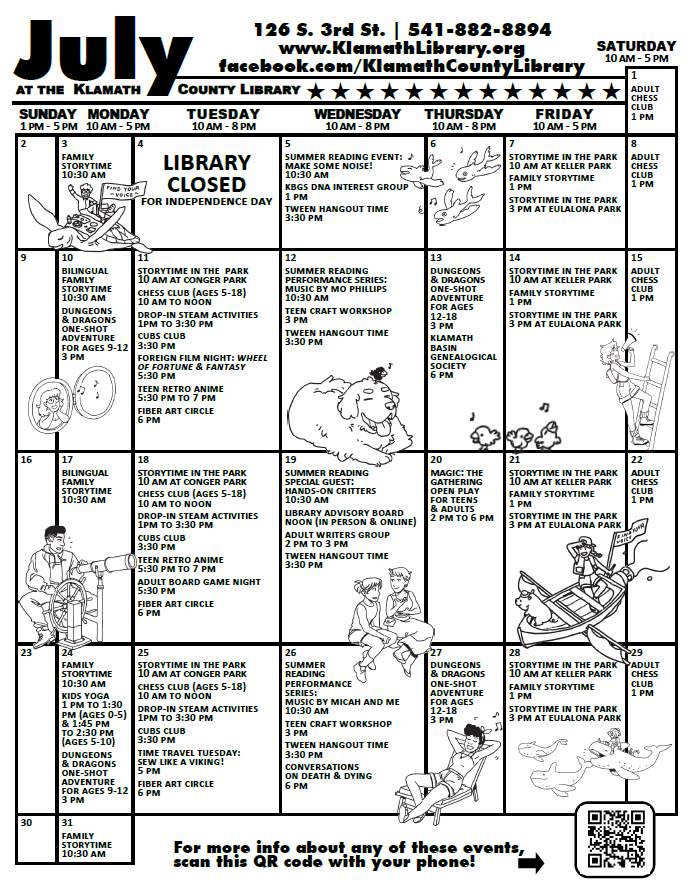 Events Calendar | Klamath County Library Service District